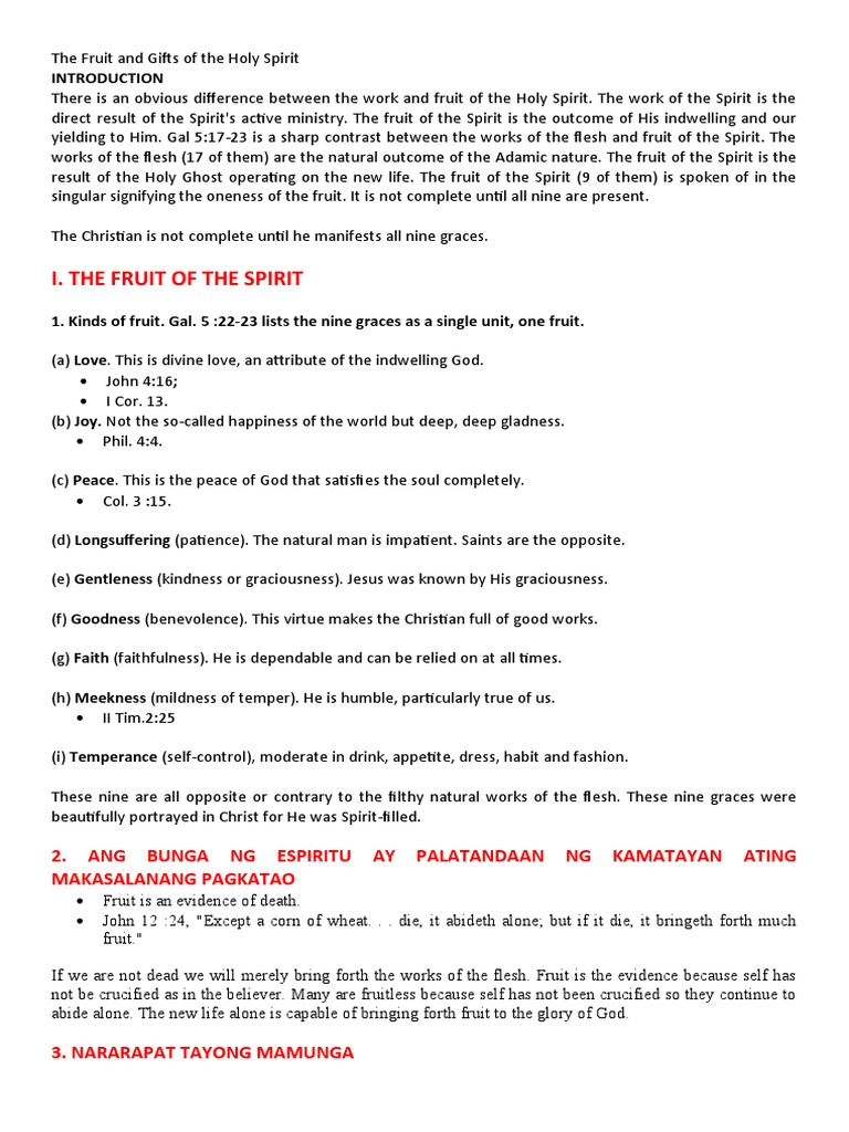 The Fruit and Gifts of The Holy Spirit | PDF | Fruit Of The Holy Spirit ...
