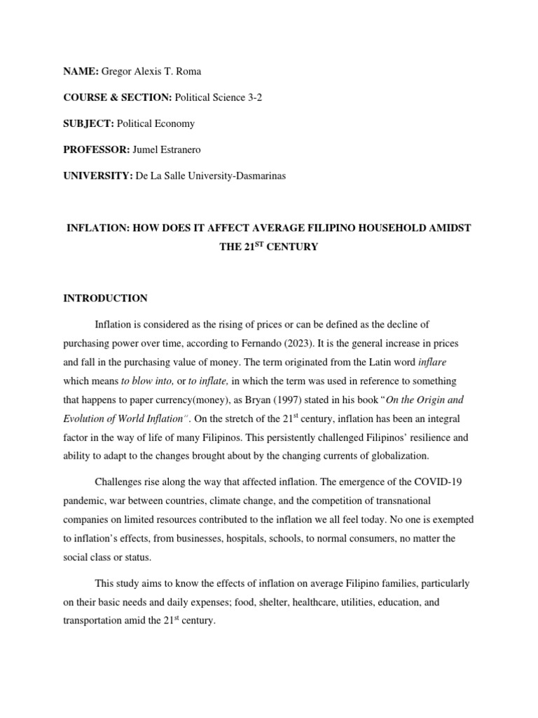 Inflation How Does It Affect Average Filipino Household Amidst The 21st ...