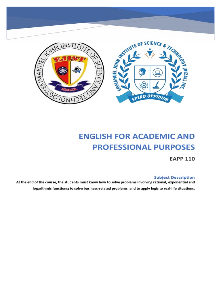 Eapp 110 Module | PDF | English Language | Second Language