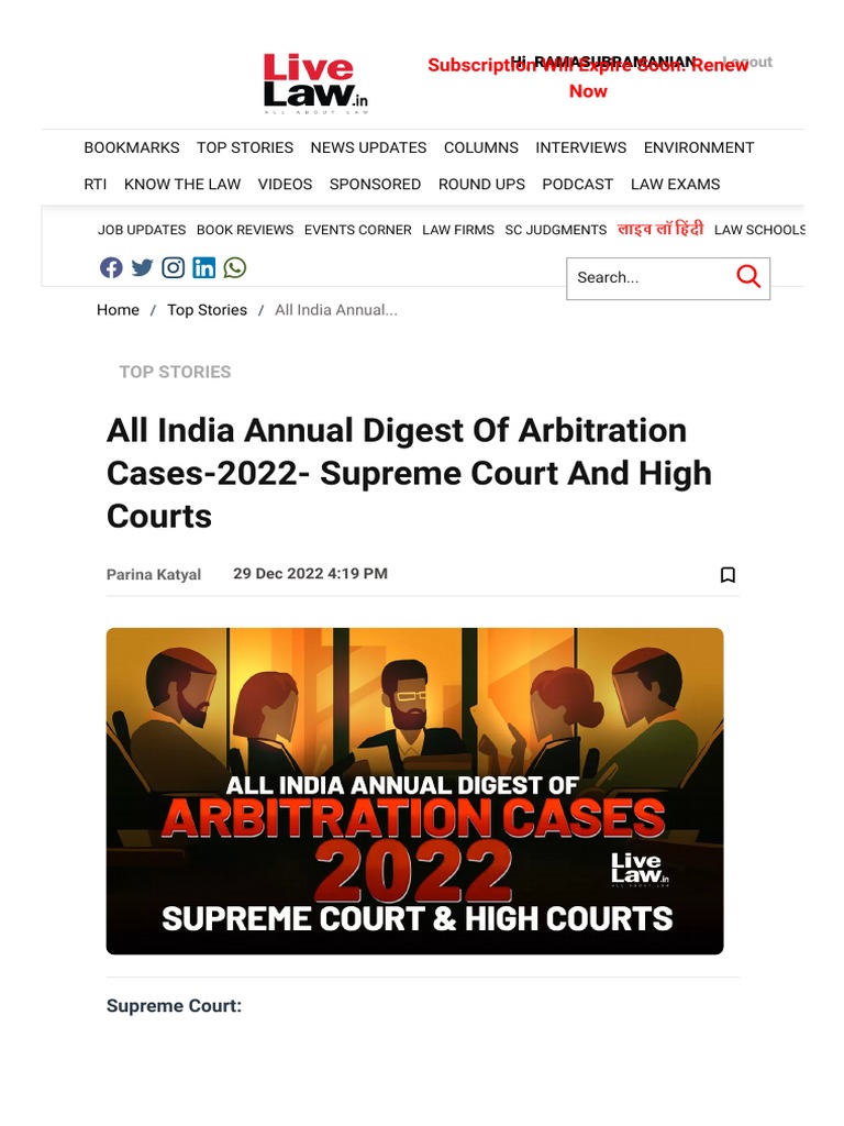 All India Annual Digest of Arbitration Cases-2022 | PDF | Arbitration ...