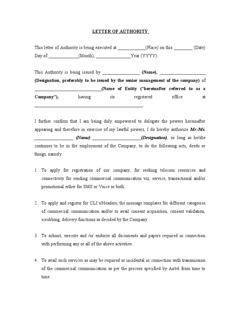 Sample Format - AUTHORITY - LETTER | PDF