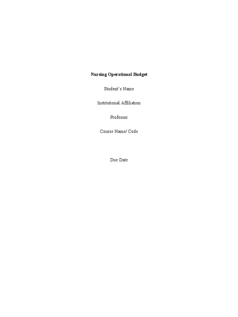 Nursing Operational Budget Strategies | PDF | Budget | Nursing