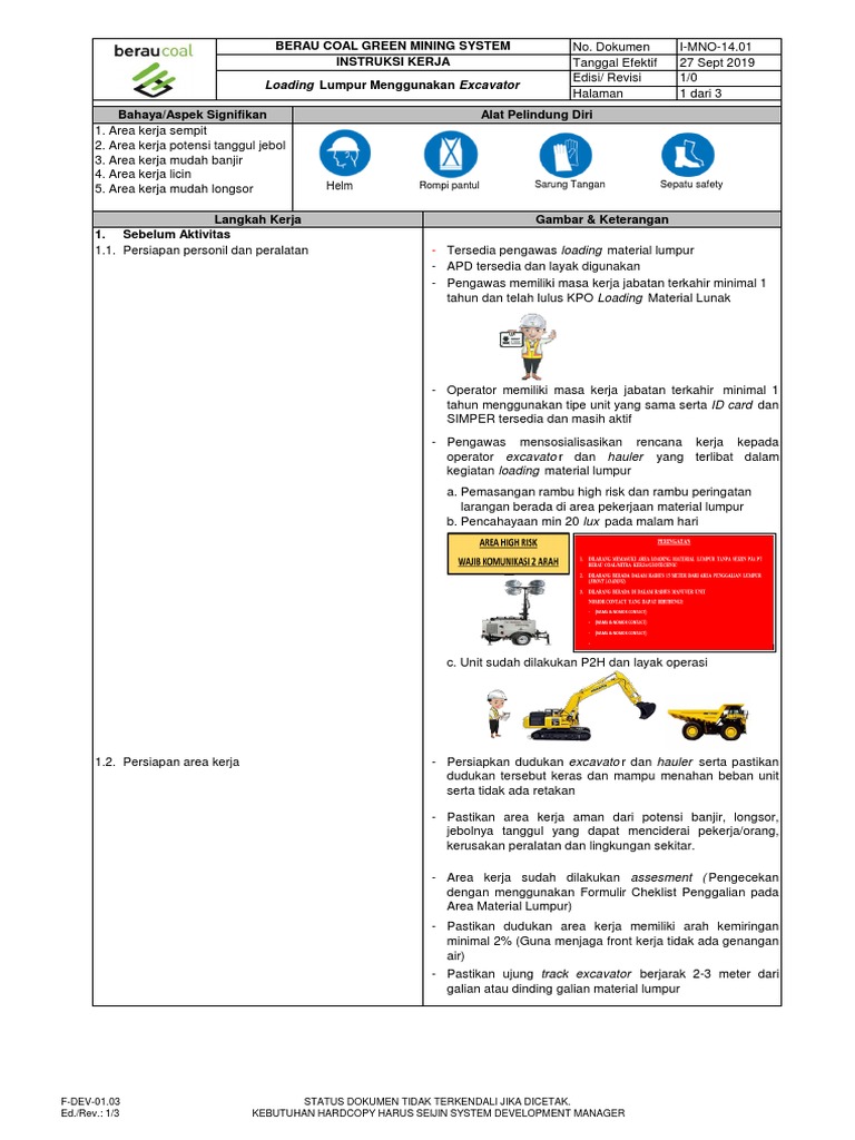 Prosedur Loading Lumpur Excavator | PDF