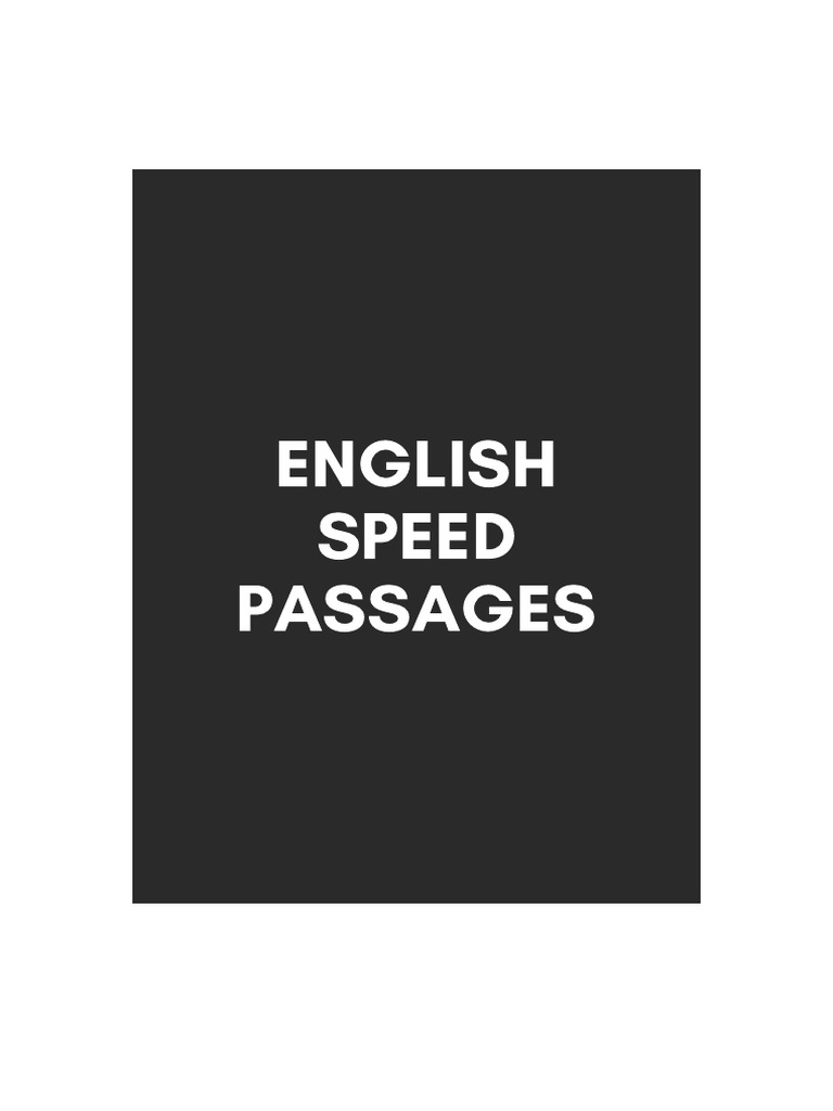 English Speed Passages | PDF | Society