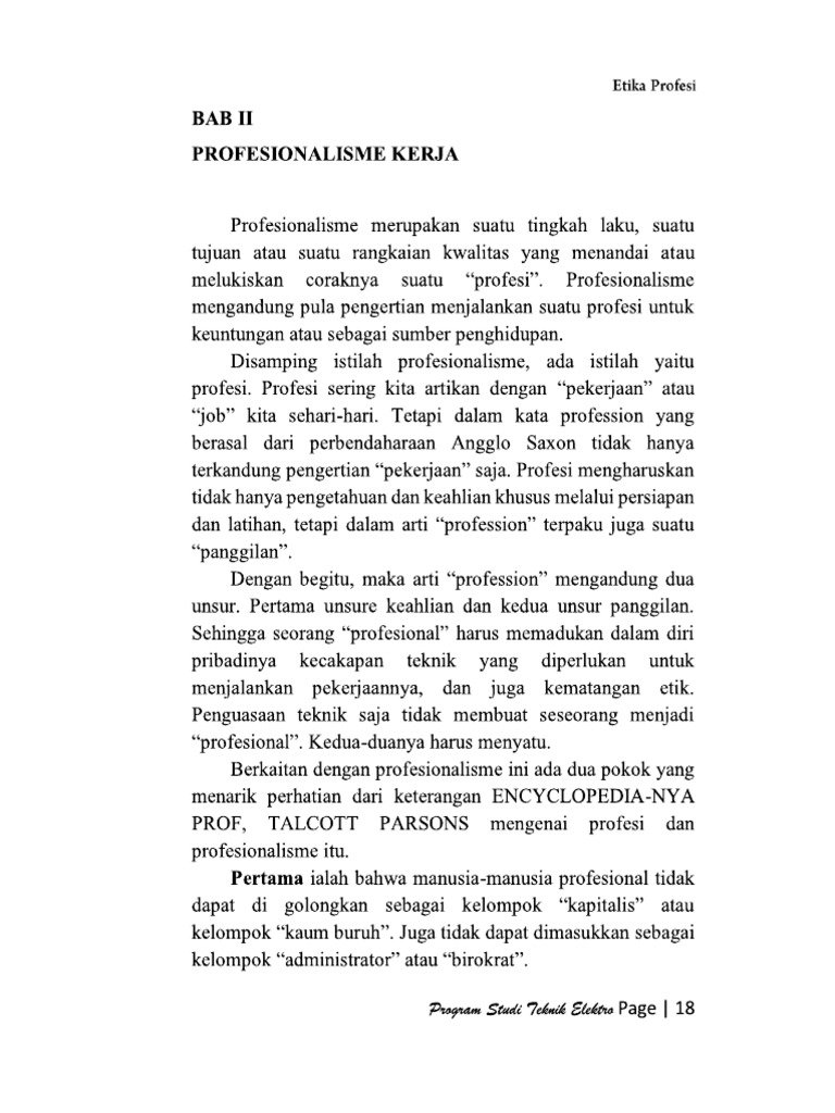 Bab2 Profesionalisme Kerja | PDF