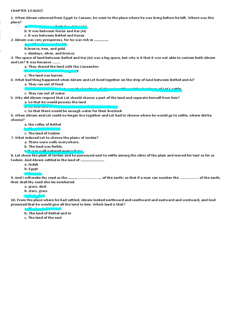 CHAPTER-13-QUIZ Bible | PDF CHAPTER-13-QUIZ Bible | PDF