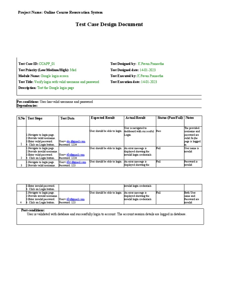 Google Login Test Cases Overview | PDF | Login | User (Computing)