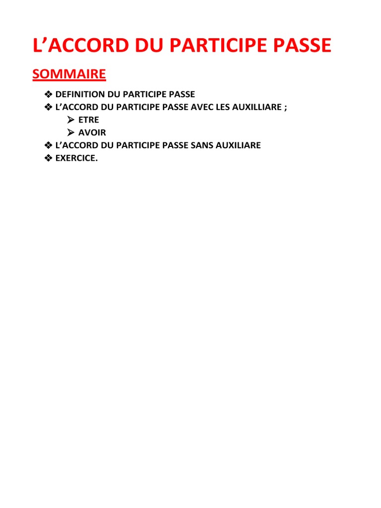 Maîtriser l'accord du participe passé | PDF | Sujet (Grammaire) | Verbe