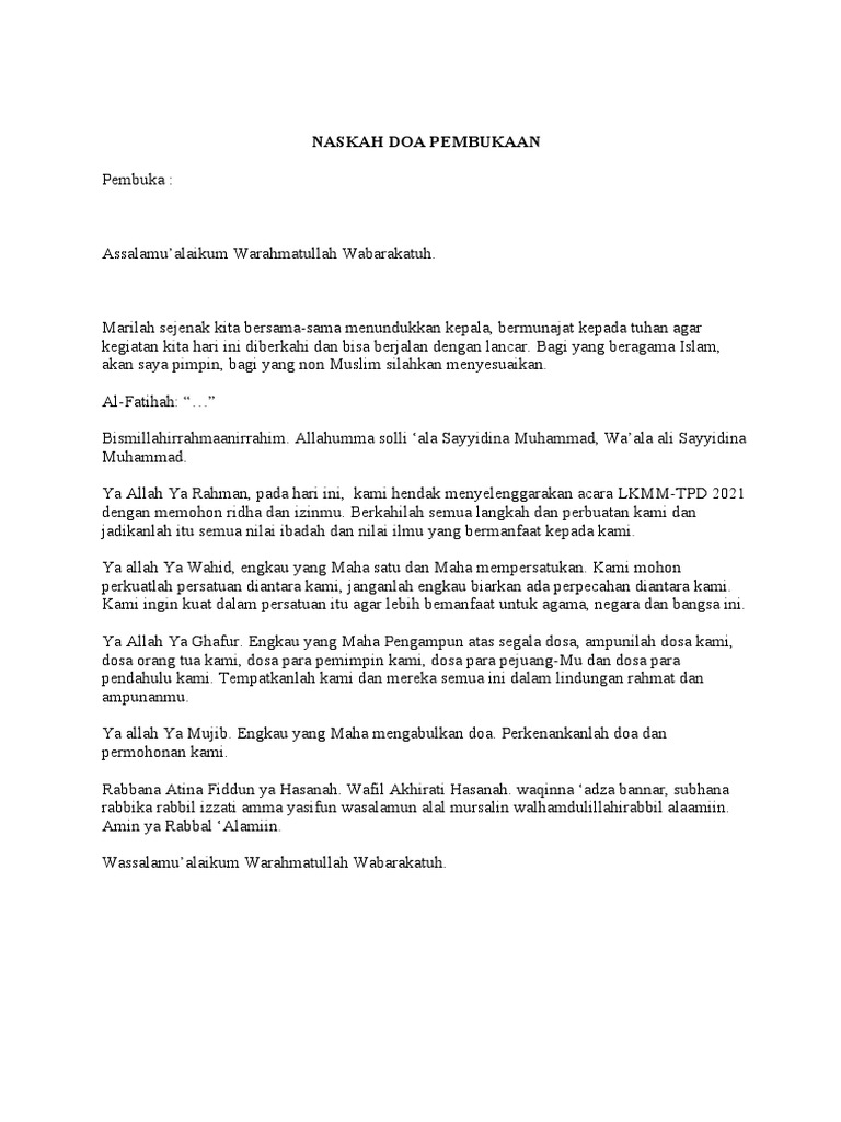 Teks MC Dan Doa LKMM-TPD | PDF | Karier & Perkembangan