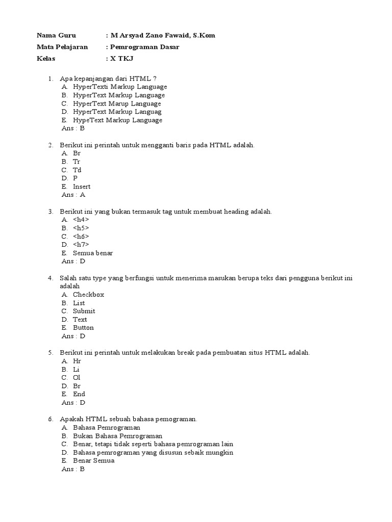 PAS X Pemrograman Dasar | PDF