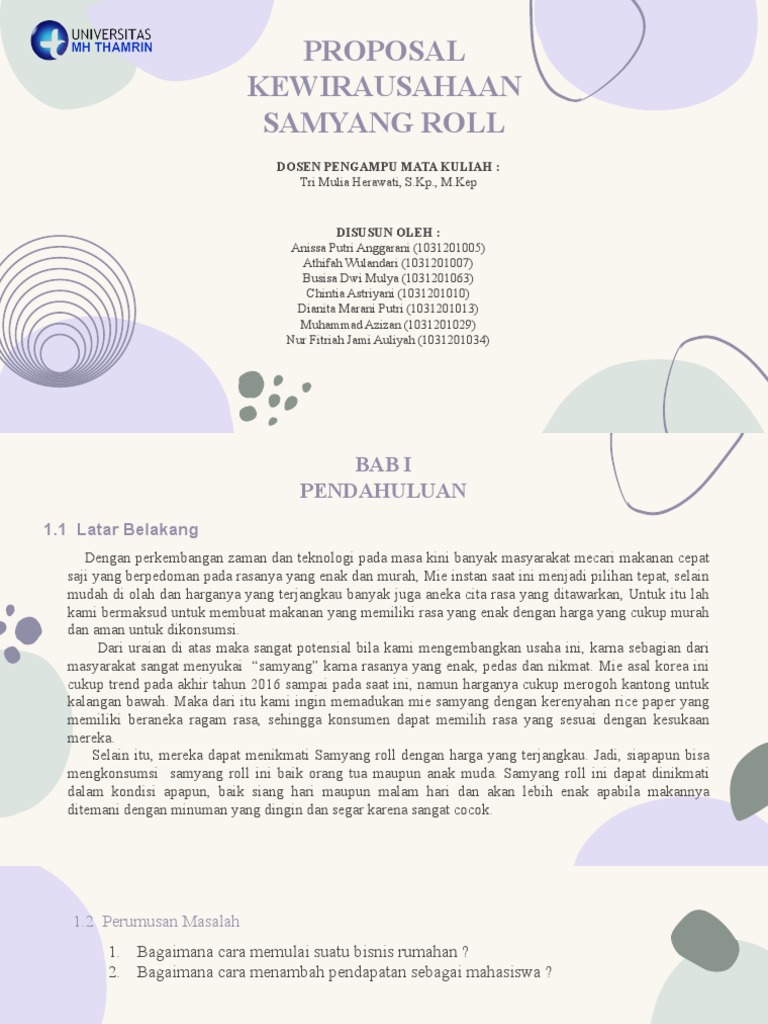 Kel.4 Proposal Kewirausahaan Samyang Roll | PDF
