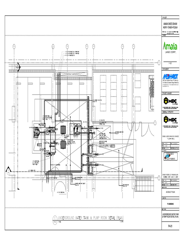 P4-01 Underground Water Tank & Pump Room Detail Plan | PDF