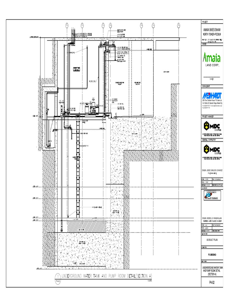P4-02 Underground Water Tank & Pump Room Detail Plan Section A | PDF