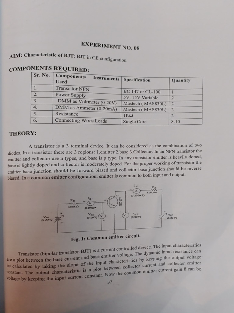Electronics Experiment 8 | PDF | Bipolar Junction Transistor ...