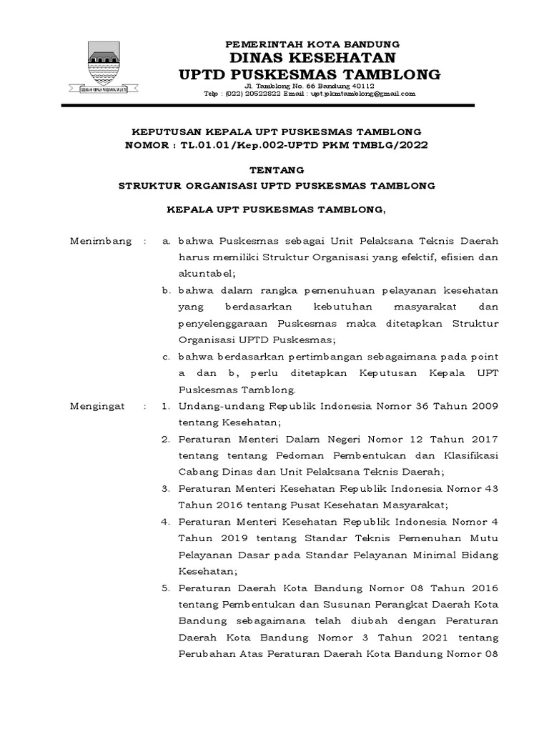 SK Struktur Organisasi 2022 | PDF