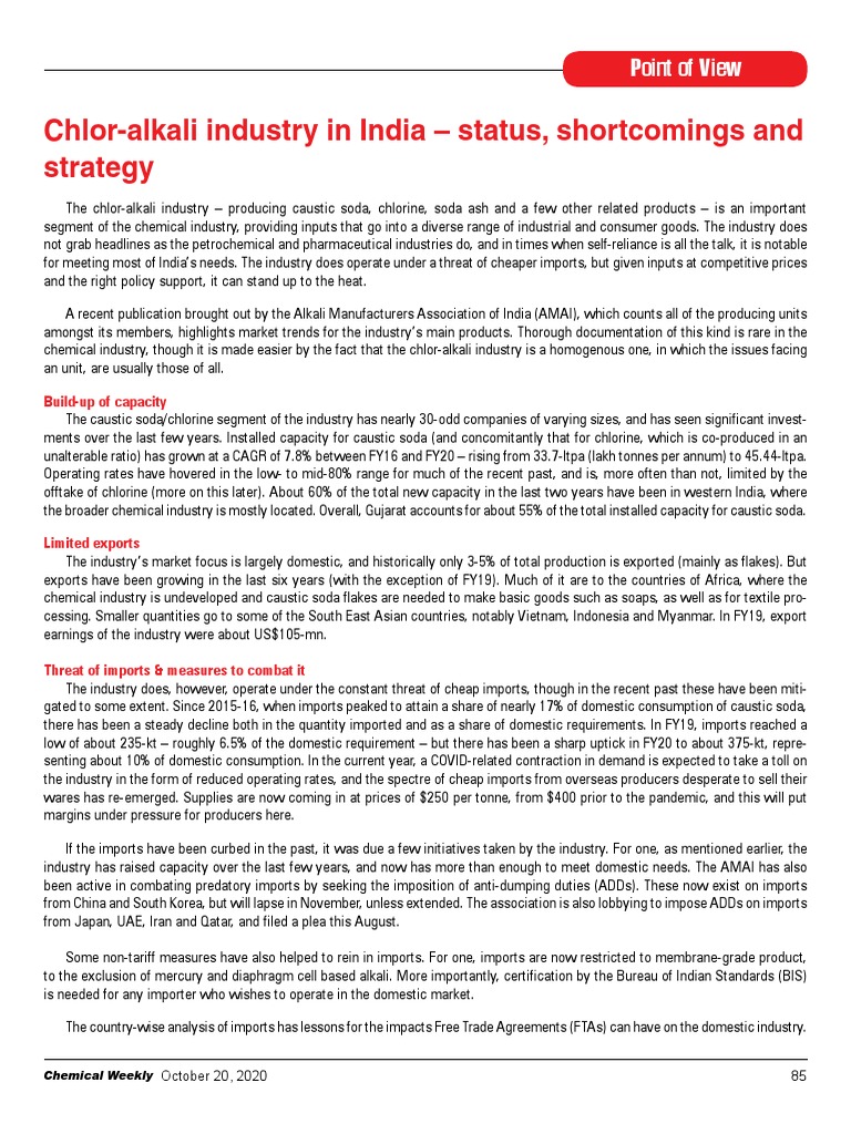 Chlor Alkali Industry in India Status | PDF | Hydrochloric Acid ...