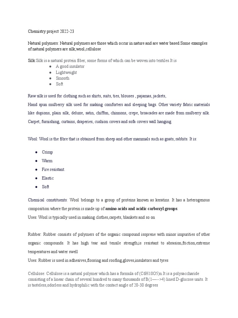 Chemistry Project 2022-23 - Rough Draft | PDF | Polymers | Epoxy