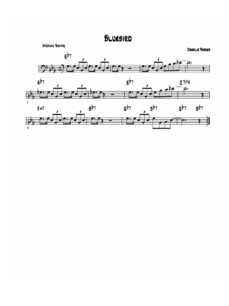 BlueBird Charlie Parker Bass Clef | PDF