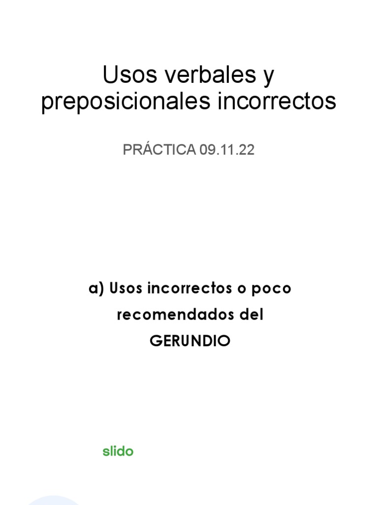 Usos Verbales Incorrectos Pdf Verbo Sintaxis