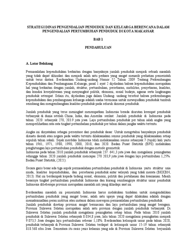 Strategi Dinas Pengendalian Penduduk Dan Keluarga Berencana Dalam Pengendalian Pertumbuhan ...