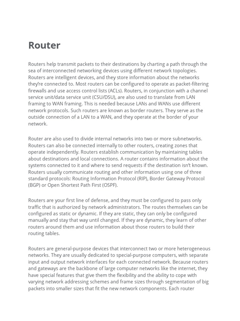 Router | Download Free PDF | Router (Computing) | Computer Network