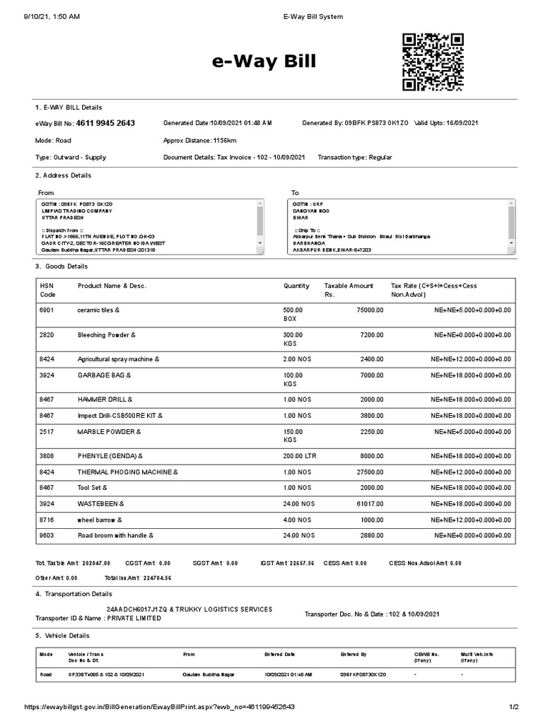 E-Way Bill System | PDF | Economies | Payments