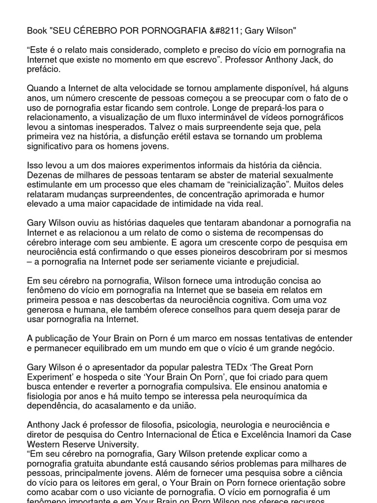 SEU CÉREBRO POR PORNOGRAFIA – Gary Wilson | PDF | Humano | Internet