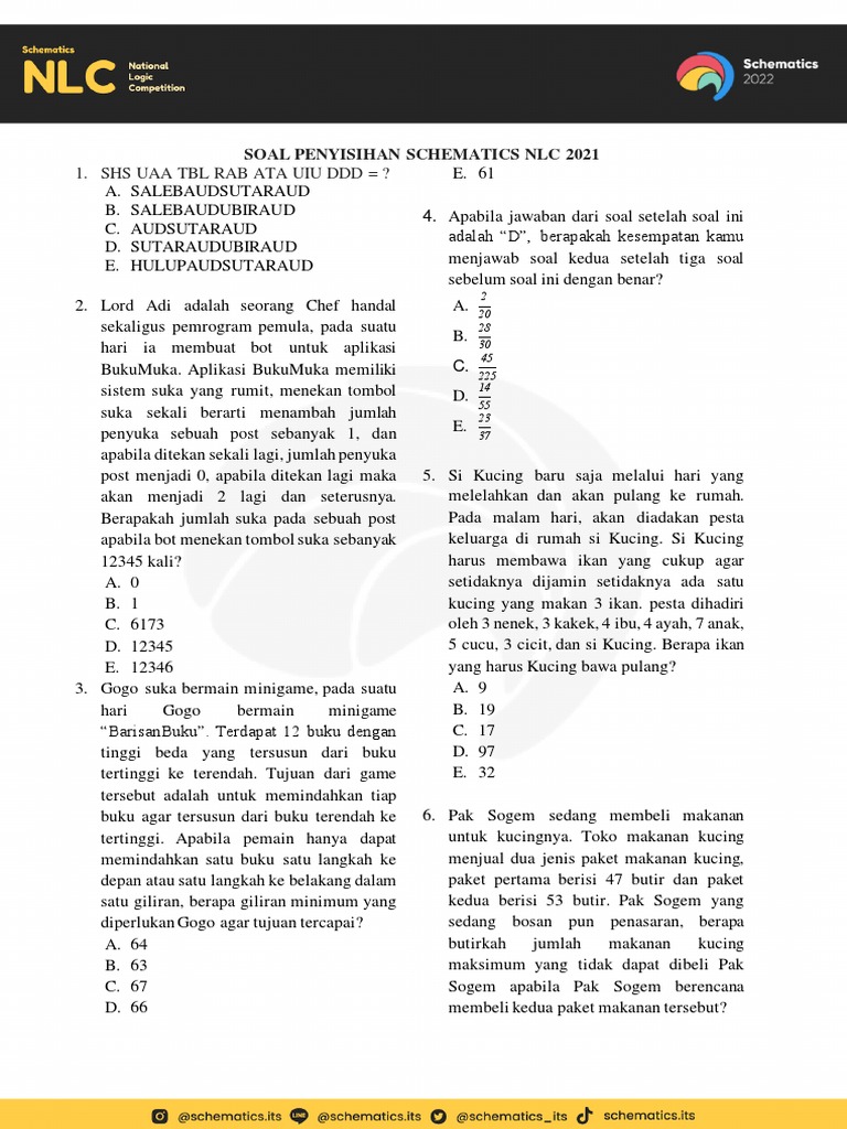 Soal Penyisihan Schematics NLC 2021 | PDF