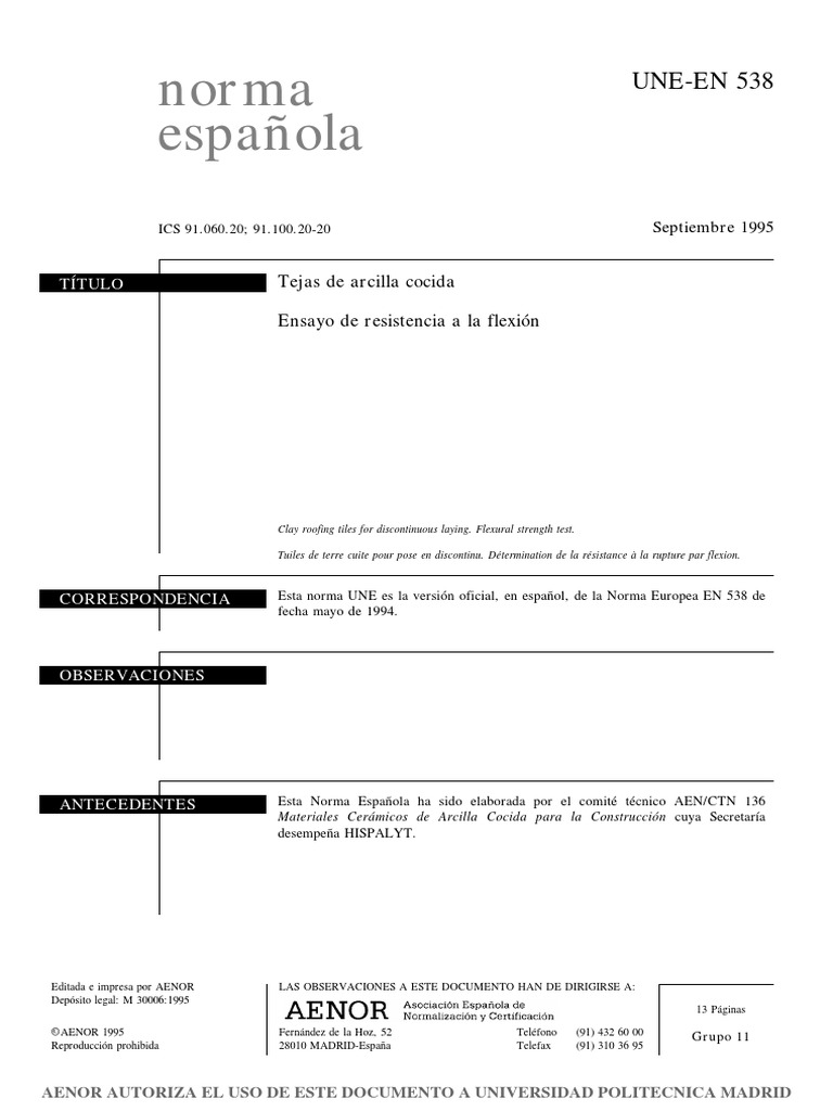 Une-En 538 1995 | PDF