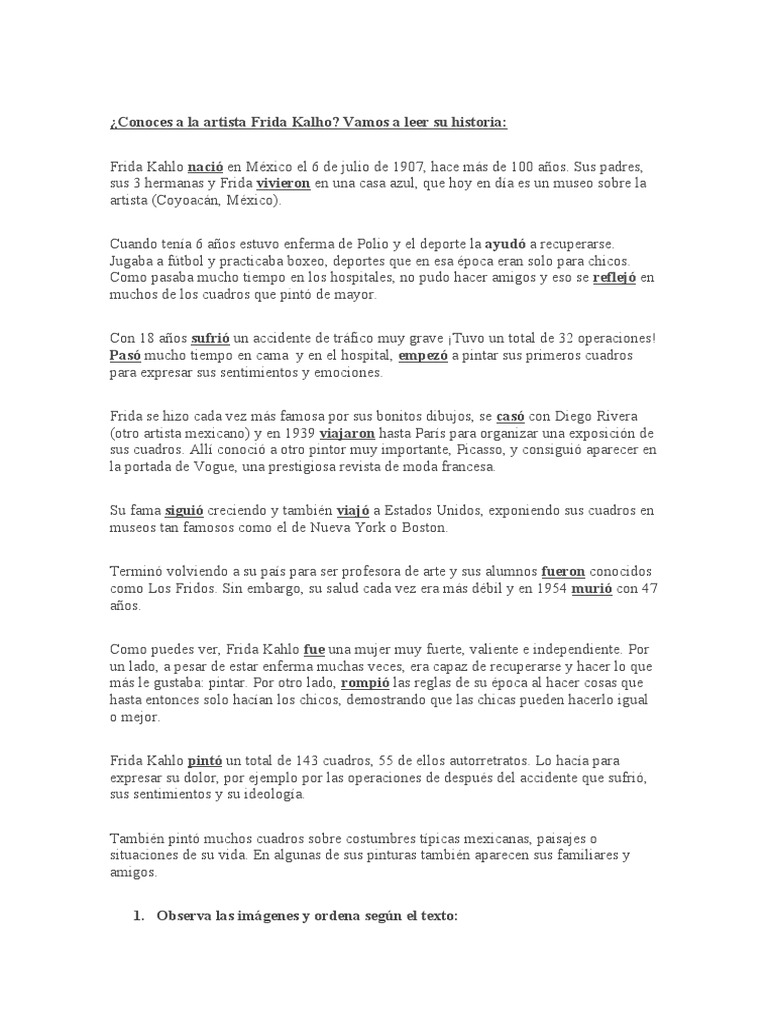 Pretérito Indefinido y Frida Kalho | PDF | Arte