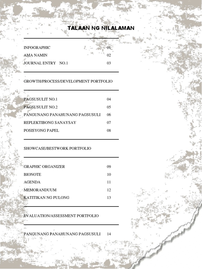 TALAAN NG NILALAMAN | PDF