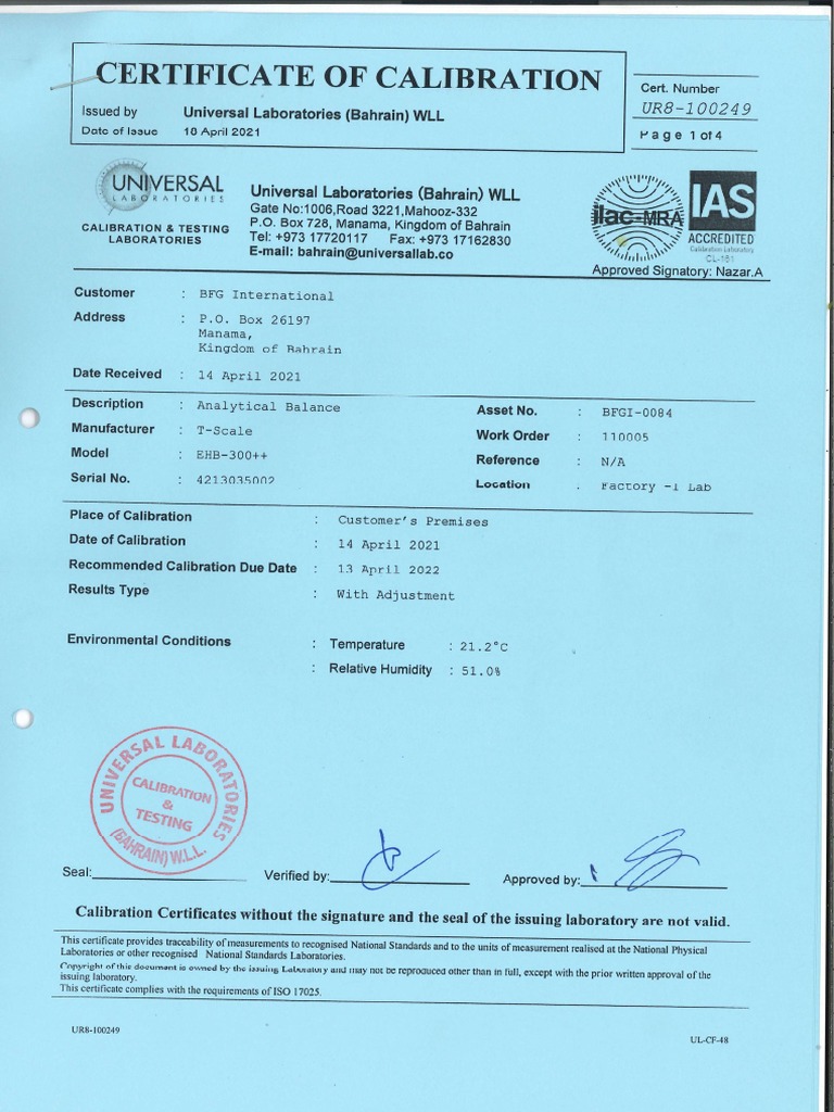 Weighing Scale Calibration | PDF