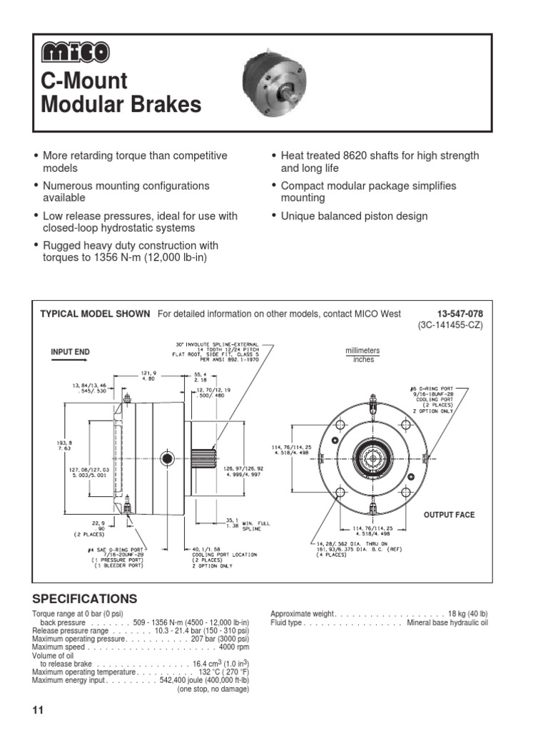 Mico Hydraulic Brake Assembly PN 13-547-078 | PDF