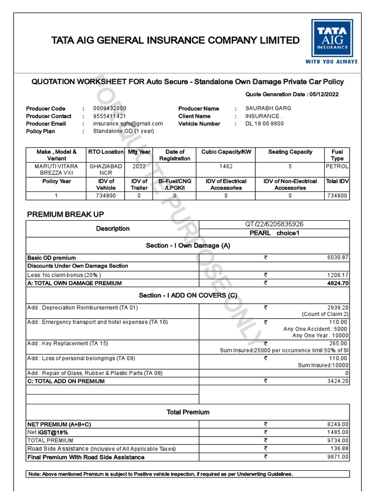 Maruti Vitara Brezza Vxi | PDF | Insurance | Vehicles