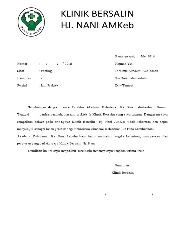 Surat Balasan Klinik | PDF