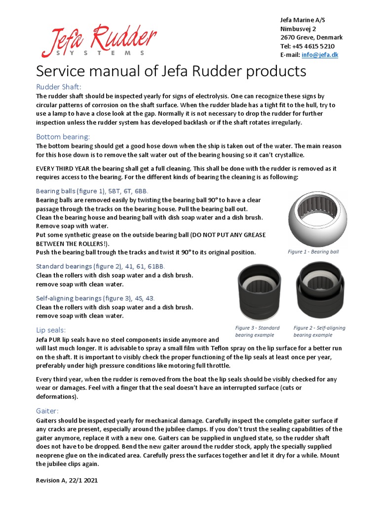 Manual of Jefa Rudder Systems Products | PDF | Bearing (Mechanical) | Manufactured Goods
