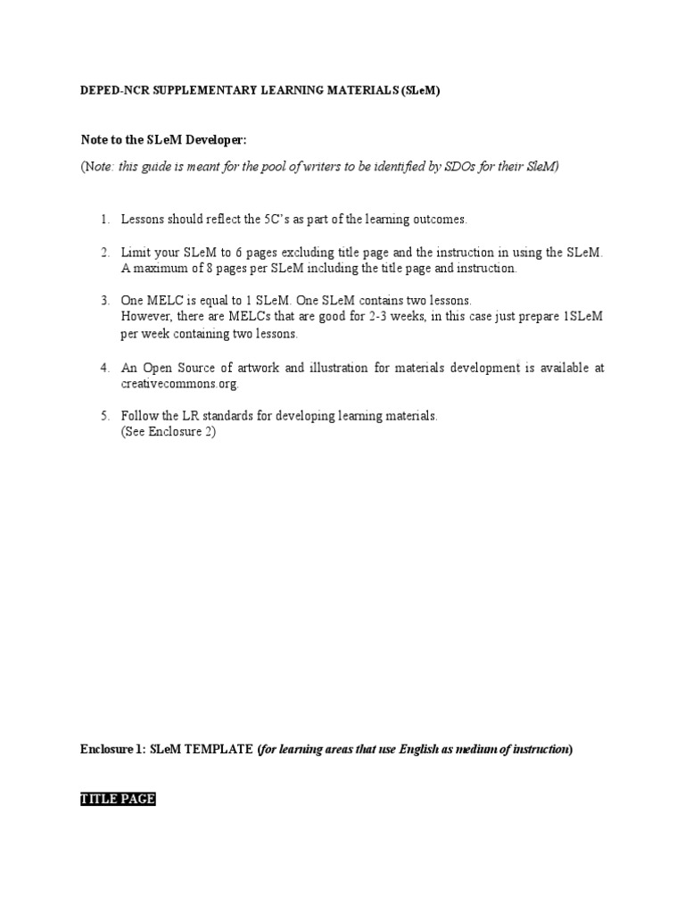 SLeM Format | PDF | Cognitive Psychology | Education Theory