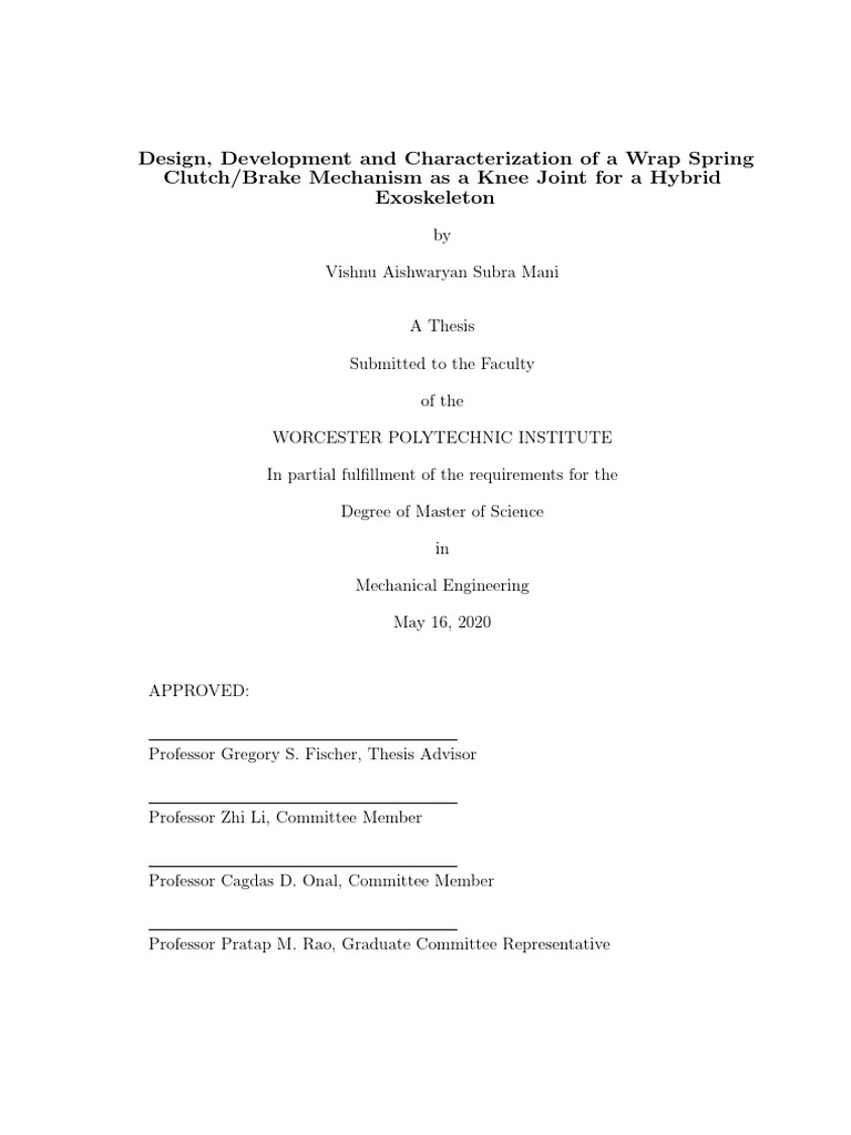 Design, Development and Characterization of a Wrap Spring Clutch/Brake ...