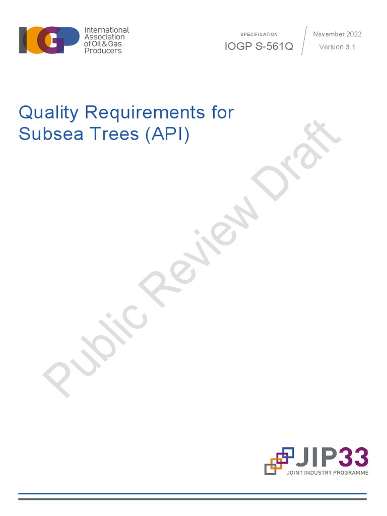 Quality Requirements For Subsea Trees API S 561Qv2022 11 | PDF ...