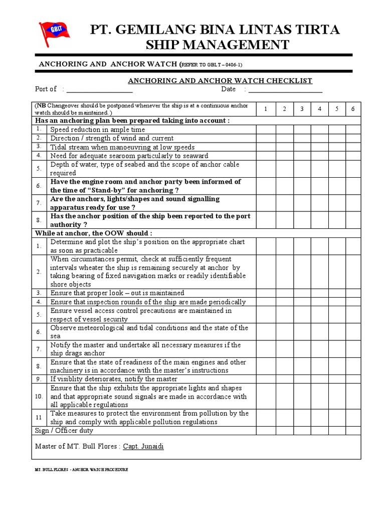 MT. Bull Flores - ANCHOR WATCH | PDF | Anchor | Navigation