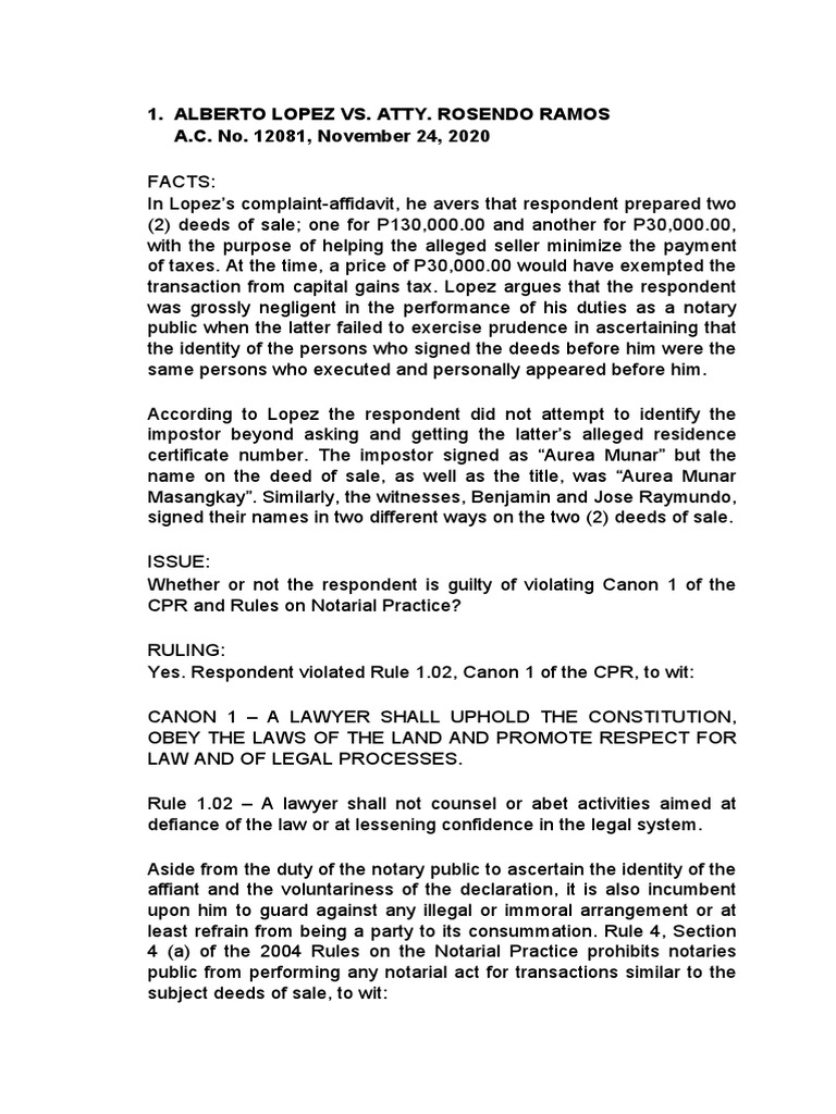 1 Lopez vs. Atty Ramos | PDF | Notary Public | Disbarment