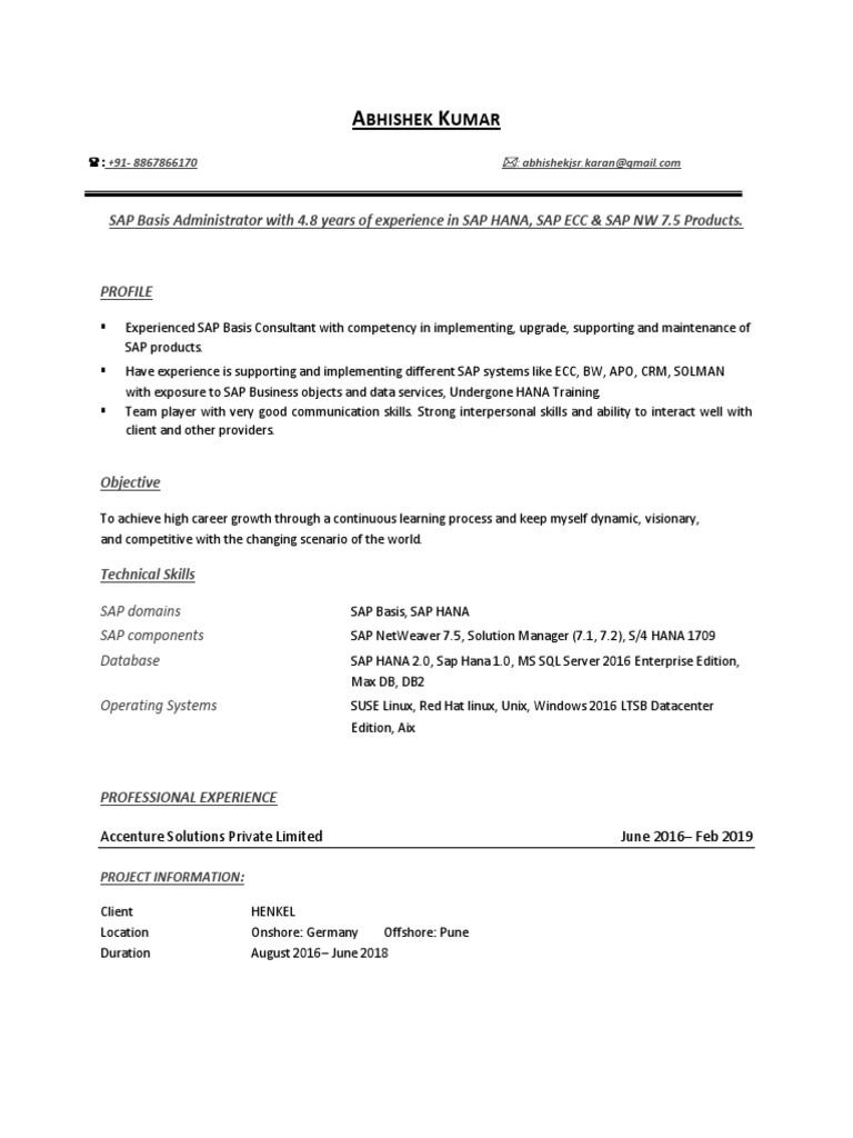 Abhishek Resume | PDF | Ibm Db2 | Computer Architecture