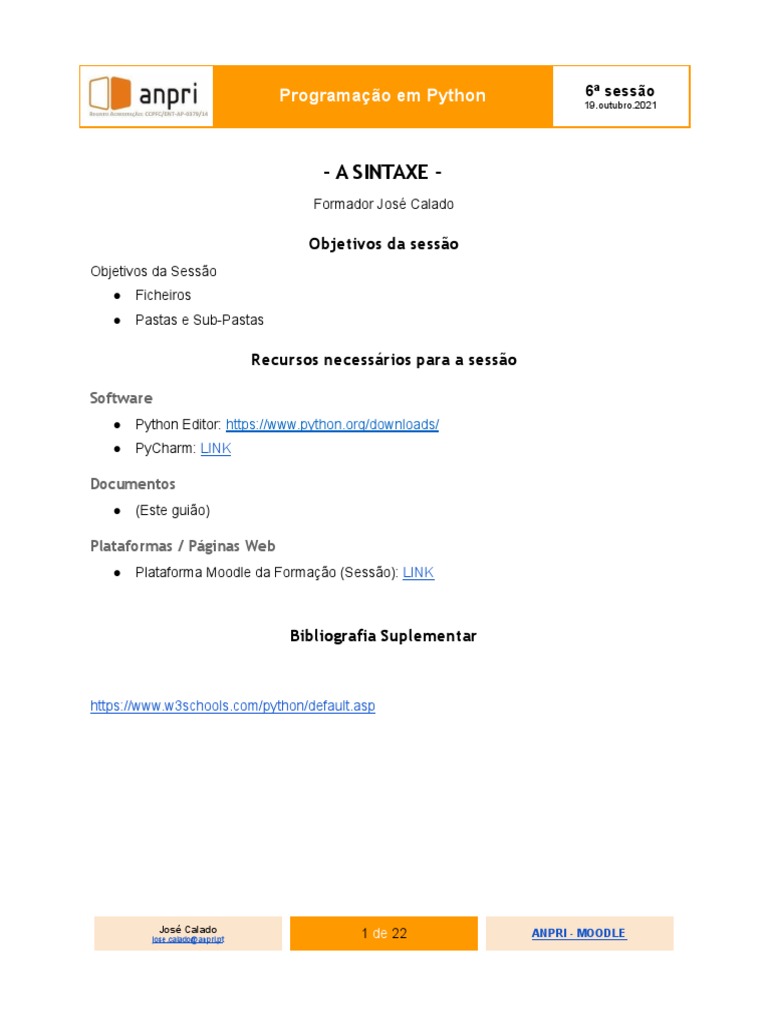 Programação Em Python Trabalhar Com Ficheiros Pdf Python