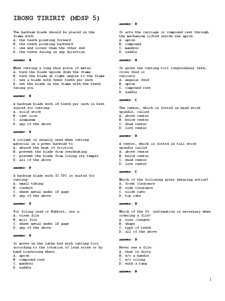 Ibong Tiririt MDSP 5 | PDF | Grinding (Abrasive Cutting) | Machining