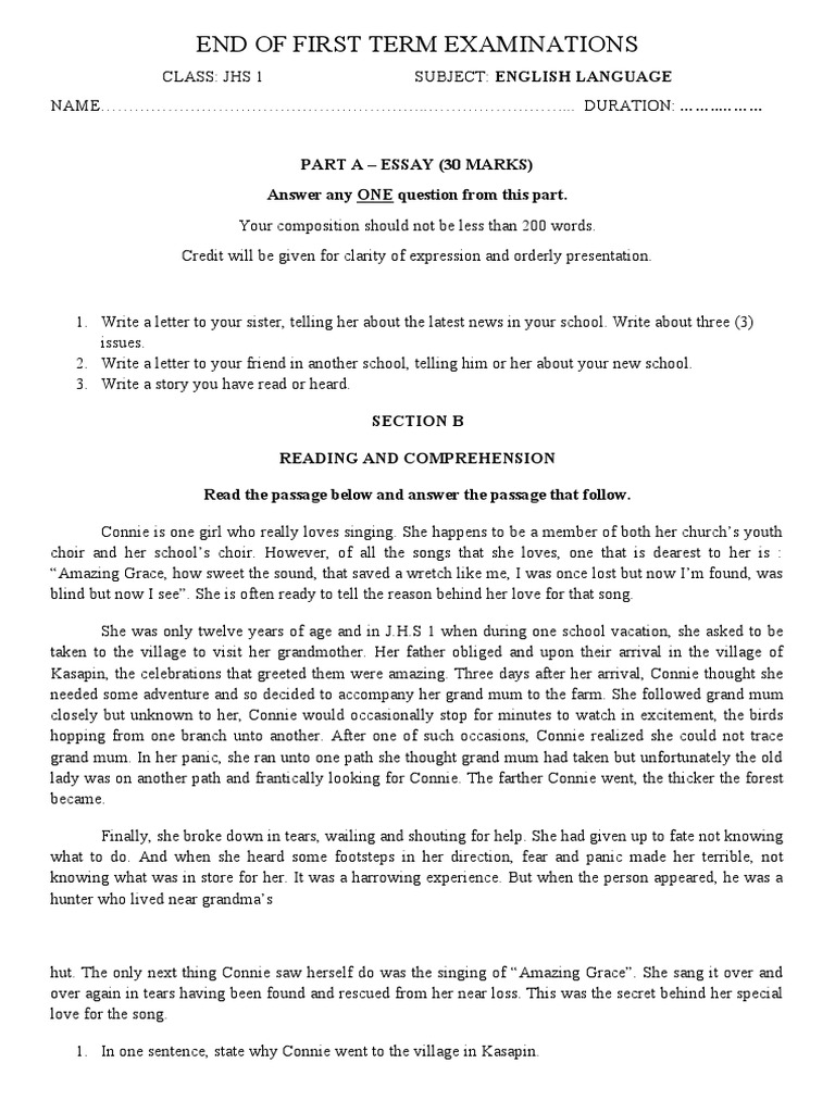 English JHS 1 - 1 | PDF