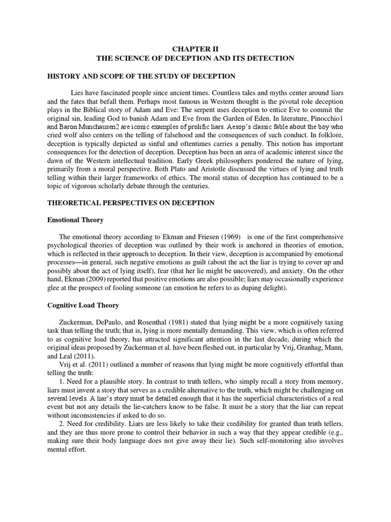 Chapter Ii Lie Detection Techniques Module Pdf Polygraph Emotions