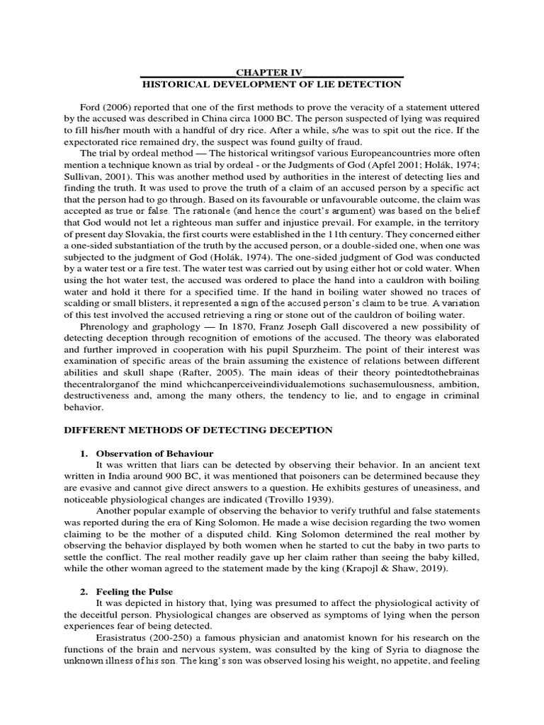 History of Lie Detection Methods | PDF | Polygraph | Hypnosis
