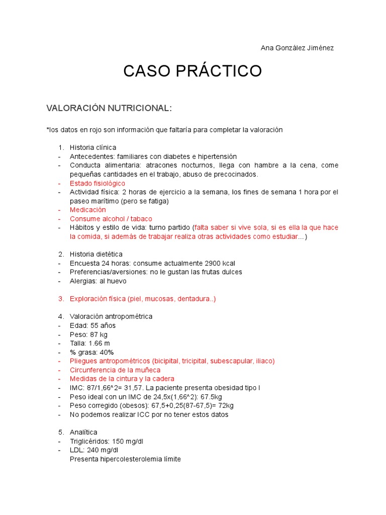 Caso Práctico Examen | PDF | Dieta | Obesidad