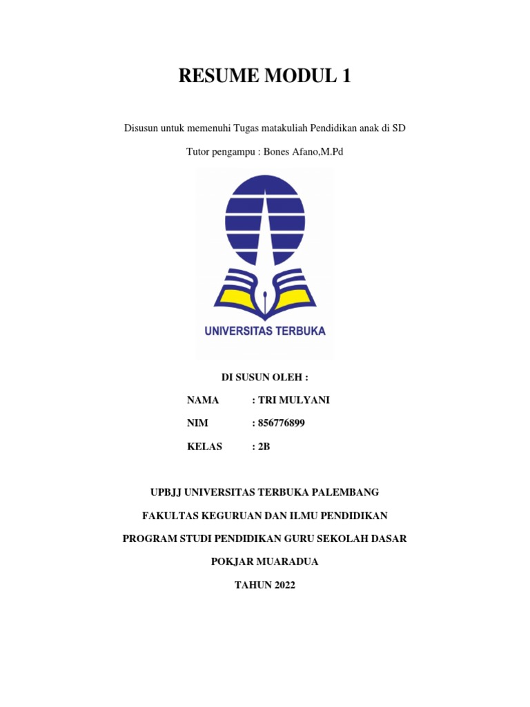 RESUME MODUL 1 Pendidikan Anak Di SD | PDF | Karier & Perkembangan