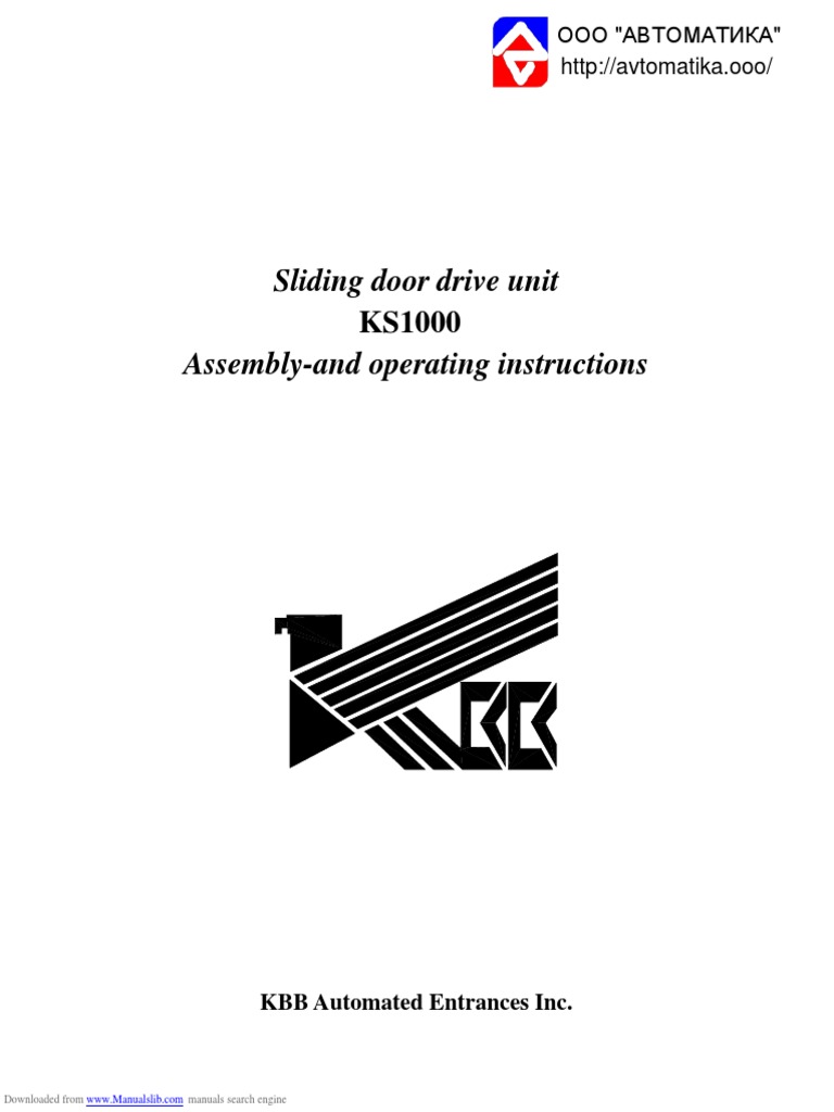 KS1000 Sliding Door Drive Manual | PDF | Belt (Mechanical) | Screw